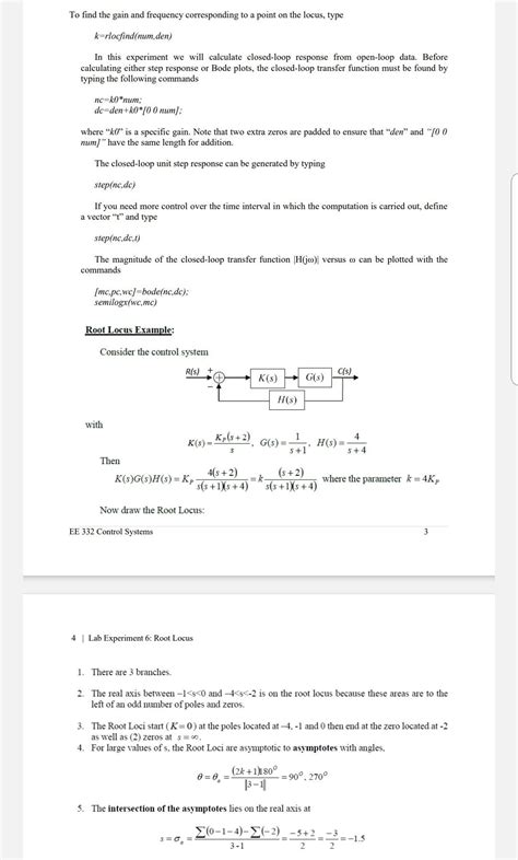 Solved Lab Experiment Root Locus MatLab Program Chegg