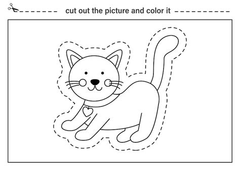 Premium Vector Cut Out Cute Cat And Color It Black And White