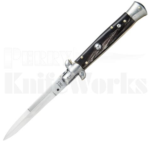Skm 9 Italian Stiletto Bayonet Automatic Knife Dark Horn