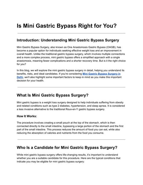 Ppt Is Mini Gastric Bypass Right For You Powerpoint Presentation