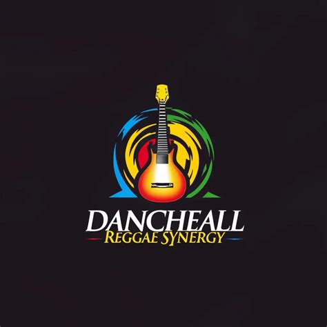 Logo Design For Dancehall Reggae Synergy Minimalistic Guitar Symbol In