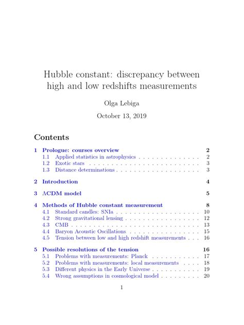 Hubble Constant Problem Pdf Universe Redshift
