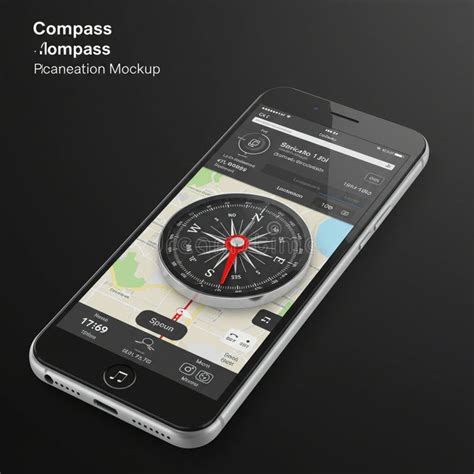 Smartphone Displaying A Digital Compass Application With A Map