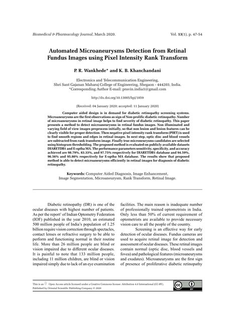 Pdf Automated Microaneurysms Detection From Retinal Fundus Images