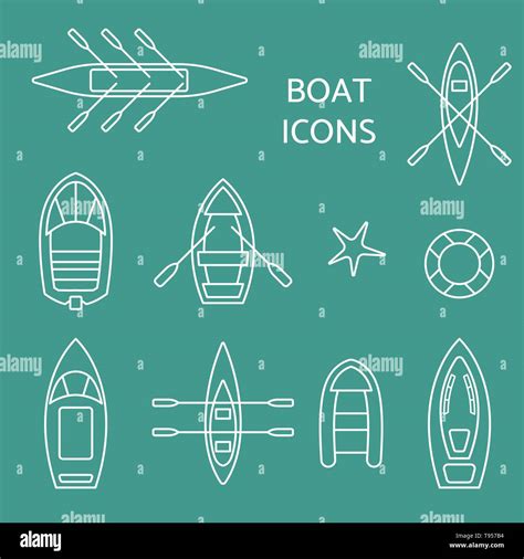 Boat Icons Outline Set Stock Vector Image And Art Alamy