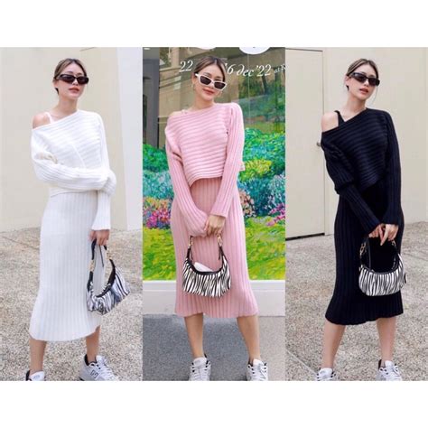 Onlyfashion Longsleeve Knitted Terno Skirt 7329 Shopee Philippines