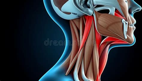 Human Neck Muscle Anatomy 3d Model Detailed View Stock Illustration