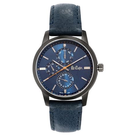 Buy Online Lee Cooper Quartz Multifunction Blue Dial Leather Strap Watch For Men Nclc6675099