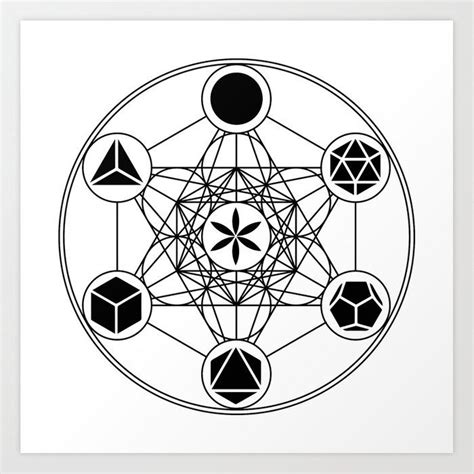 Platonic Solids Metatrons Cube Flower Of Life Art Print