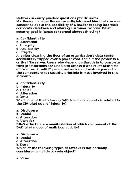 Network Security Practice Questions Pt7 Dr Upkar What Security Goal