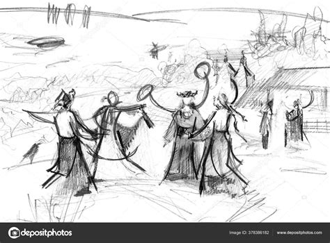 Hand Drawn Sketch Midsummer Celebrations Stock Illustration By