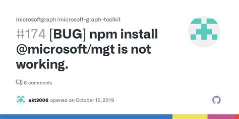 Bug Npm Install Microsoftmgt Is Not Working · Issue 174 · Microsoftgraphmicrosoft Graph