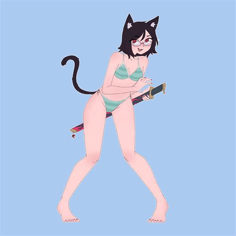 Rule 34 Alternate Version Available Black Hair Bra Cat Ears Cat Tail
