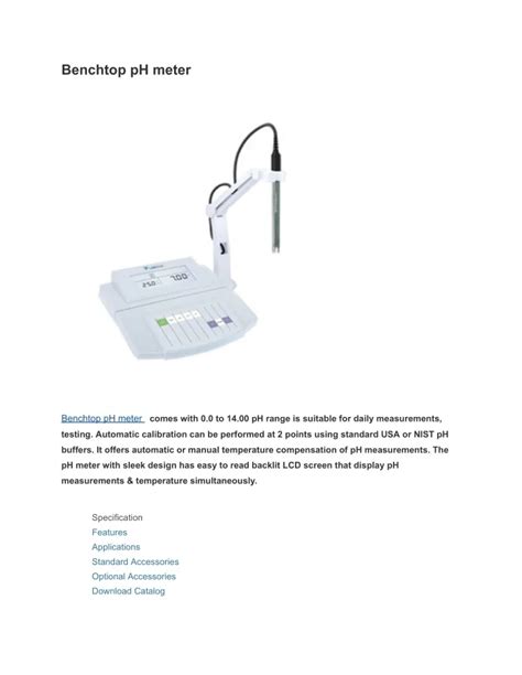 Ppt Benchtop Ph Meter Powerpoint Presentation Free Download Id