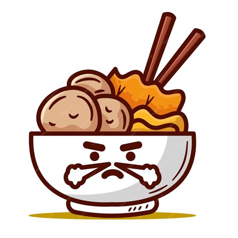 Coleção De Emoticons De Ilustração De Comida Indonésia Cute Bakso