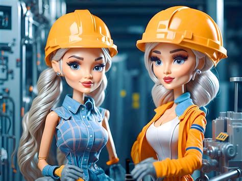 Premium Photo Beautiful Doll Worker In Helmet Labour Day Concept Portrait Of Young Engineer