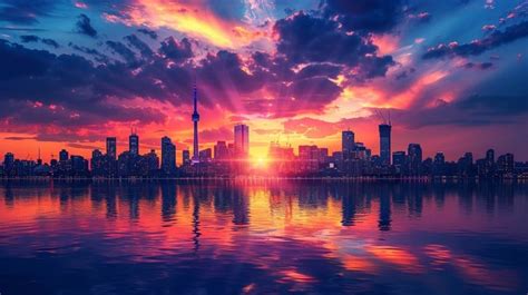 Free Sunset Skyline Reflection Image Sunset Skyline Reflection