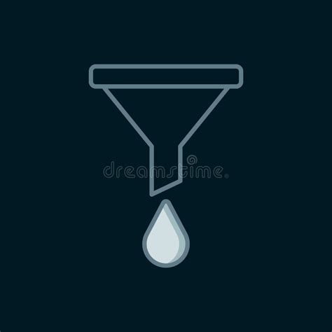 Line Funnel Or Filter Icon Isolated On Black Background Flat Filled Outline Style With Shadow