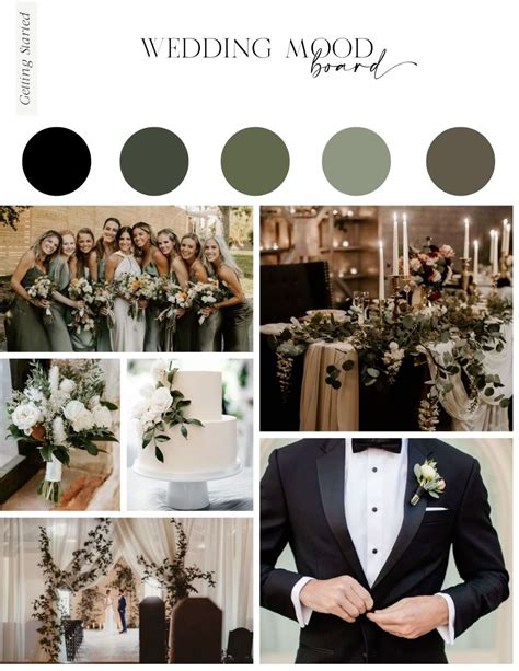 Olive Green Wedding Inspo Dark Sage Wedding Theme Black Tie Wedding