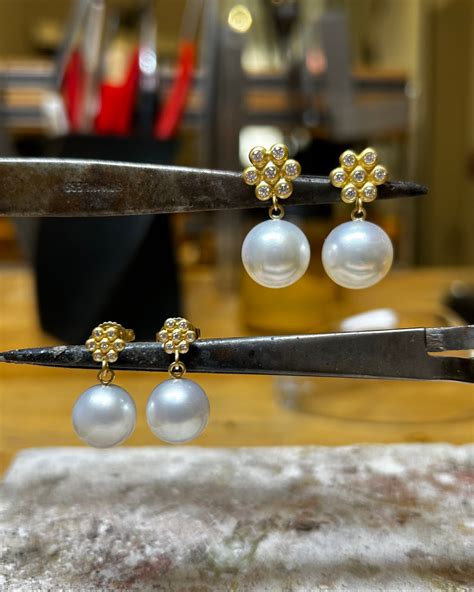 Gold Hoop Earrings Diamond Hoop Earrings Sapphire And Pearl Drop