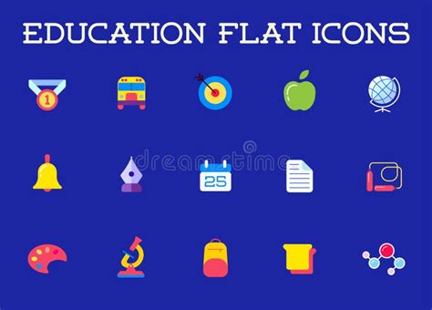 Set Of Vector Education Flat Icons Stock Vector Illustration Of