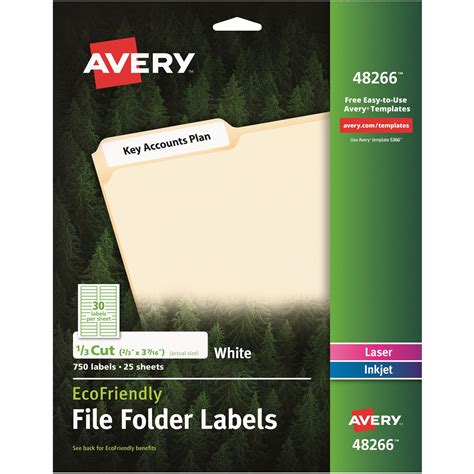 Avery 8593 White File Folder Labels For 1 3 Cut Folders Pack Of 150