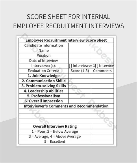Internal Employee Recruitment Interview Evaluation Form Excel Template Free Download Pikbest