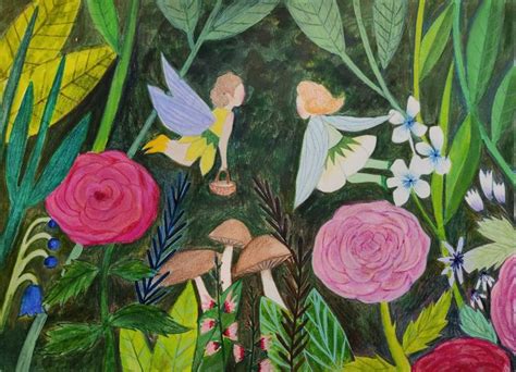 Fairies In The Garden Fairy Garden Illustration Drawings