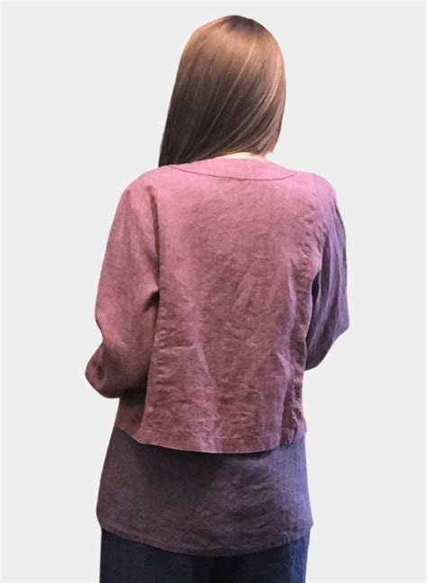 Adele Jacket Berry Yarn Dye Final Sale Linen Woman