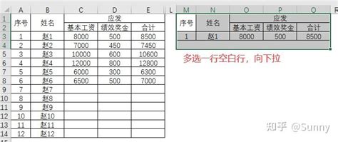 用index函数制作excel工资条（表头两行、表头三行） 知乎