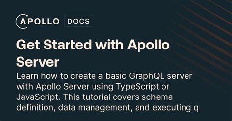 Get Started With Apollo Server Apollo Graphql Docs