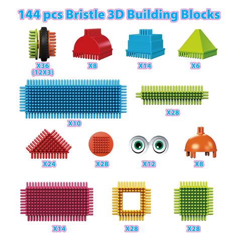 Bristle Blocks Clip Art Contixo St7 244 Pcs Bristle Shape 3d Tile Stem