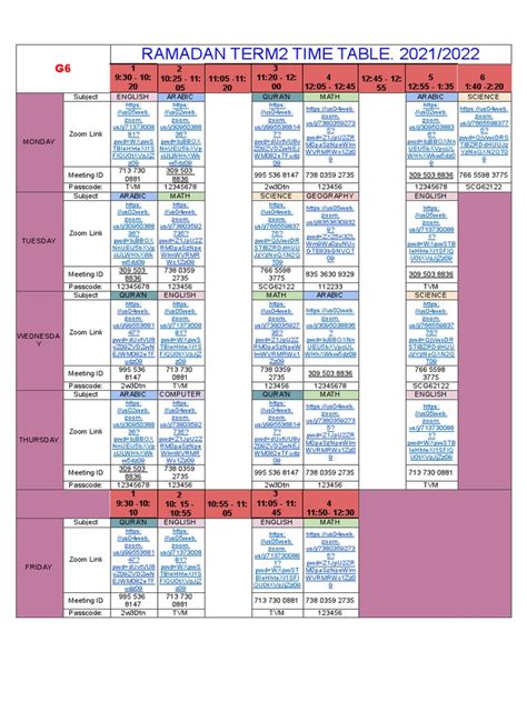 G6 Ramadan Onlin Classes Pdf