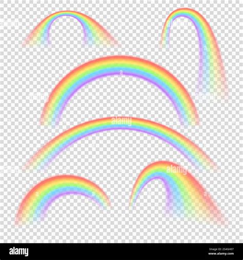 Summer Realistic Rainbow Arches Isolated Vector Set Rainbow Arch Colored Spectrum Illustration