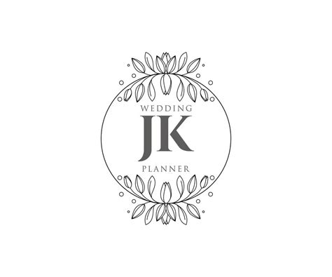Jk Initials Letter Wedding Monogram Logos Collection Hand Drawn Modern
