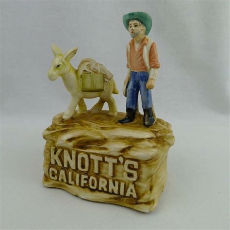 Vintage Ceramic Knotts Berry Farm Bank Prospector And Mule California