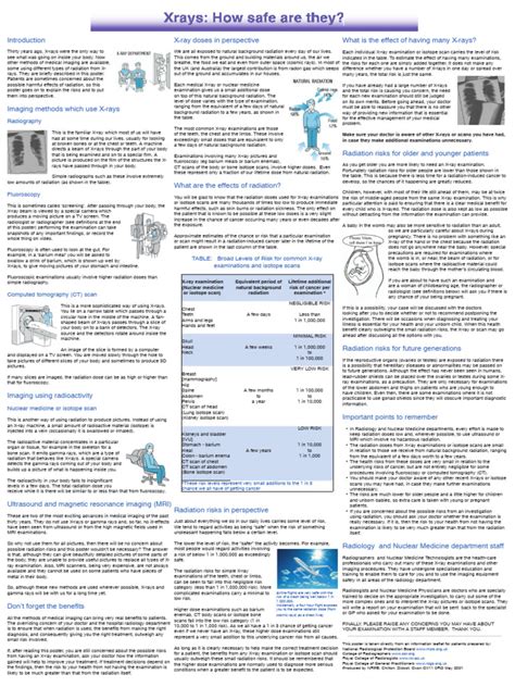 X Ray Safety Poster Pdf X Ray Radiography