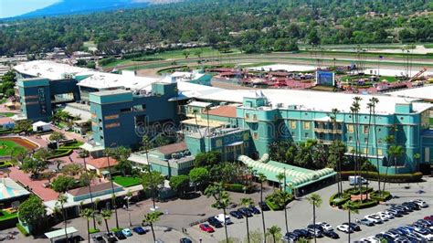 Aerial Footage Of Santa Anita Park Racetrack In Arcadia California