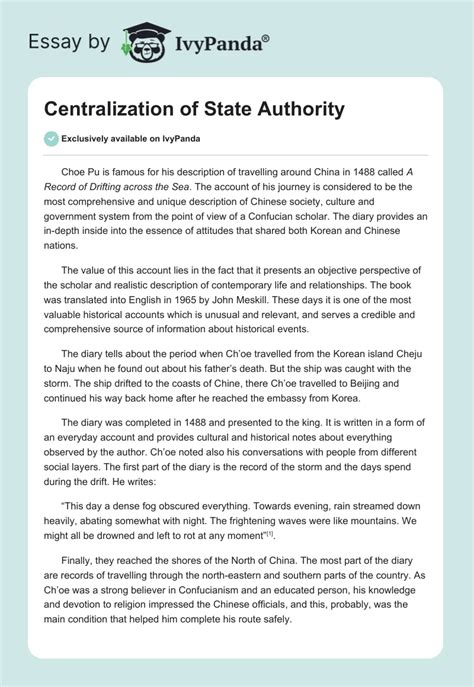 Centralization Of State Authority 810 Words Article Example