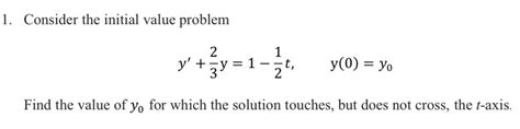 Solved 1 Consider The Initial Value Problem