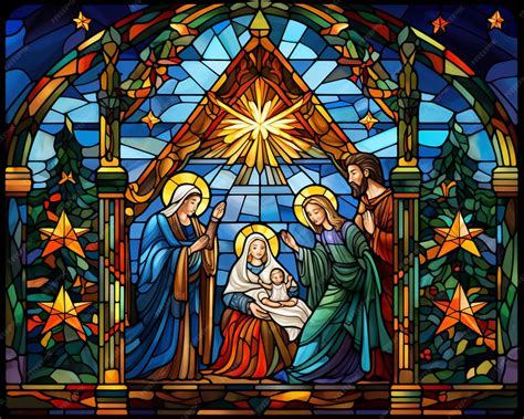 Premium Ai Image A Close Up Of A Stained Glass Window With A Nativity
