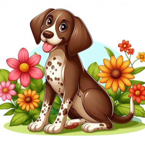 Premium Vector Cute Pointer Dog Cartoon Vector Style White Background