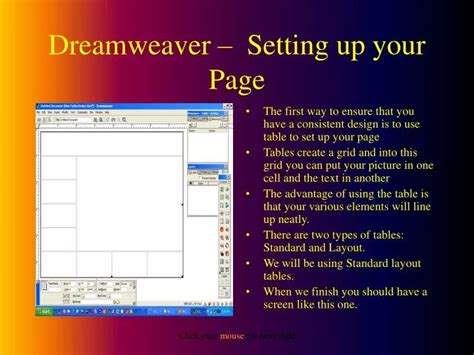 ppt dreamweaver setting up your page powerpoint presentation free