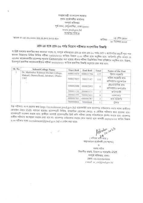 Pwd Exam Seat Plan 2023 Jobs Test Bd