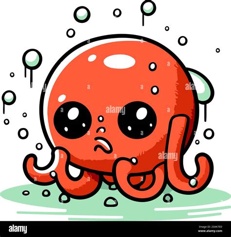 Cute Octopus Character Vector Illustration Isolated On White