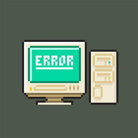 Premium Vector Old Computer With Error Sign In Pixel Art Style