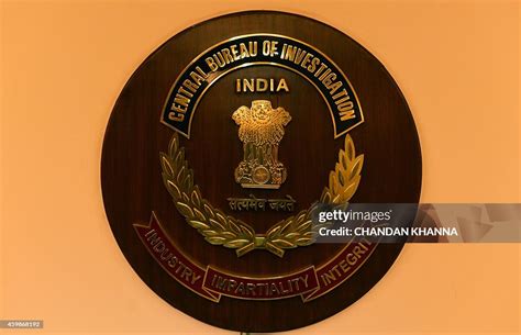 The Logo Of Indias Central Bureau Of Investigation Is Seen During A