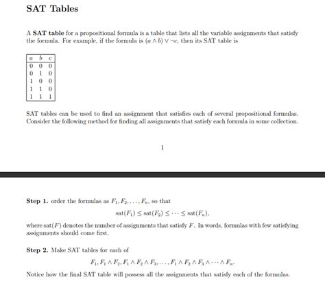 Solved Sat Tables A Sat Table For A Propositional Formula Is