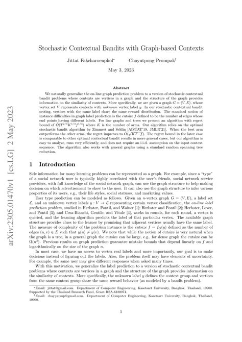 Pdf Stochastic Contextual Bandits With Graph Based Contexts