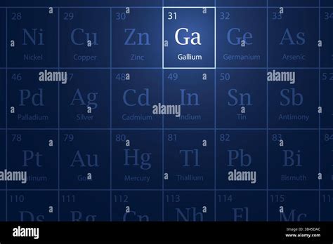 Gallium Highlighted Element In Periodic Table With Glowing Effect Stock